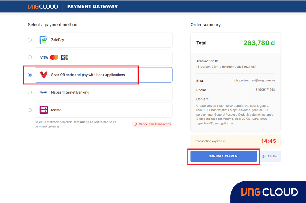 Enhancing customers’ experience by integrating QR code payment method on VNG Cloud portal | VNG ...